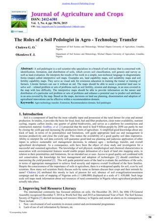 The Roles of a Soil Pedologist in Agro - Technology Transfer | PDF