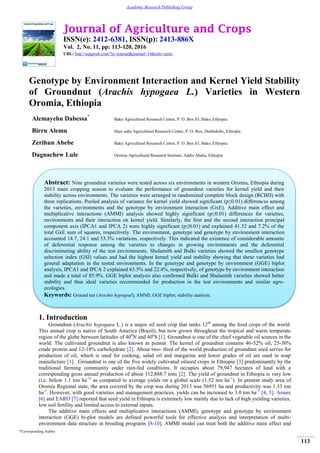 Genotype by Environment Interaction and Kernel Yield Stability of Groundnut (Arachis hypogaea L ...