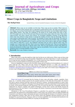 Minor Crops in Bangladesh: Scope and Limitations | PDF