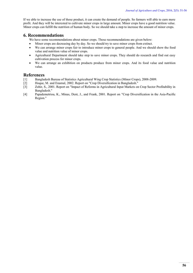 Minor Crops in Bangladesh: Scope and Limitations | PDF