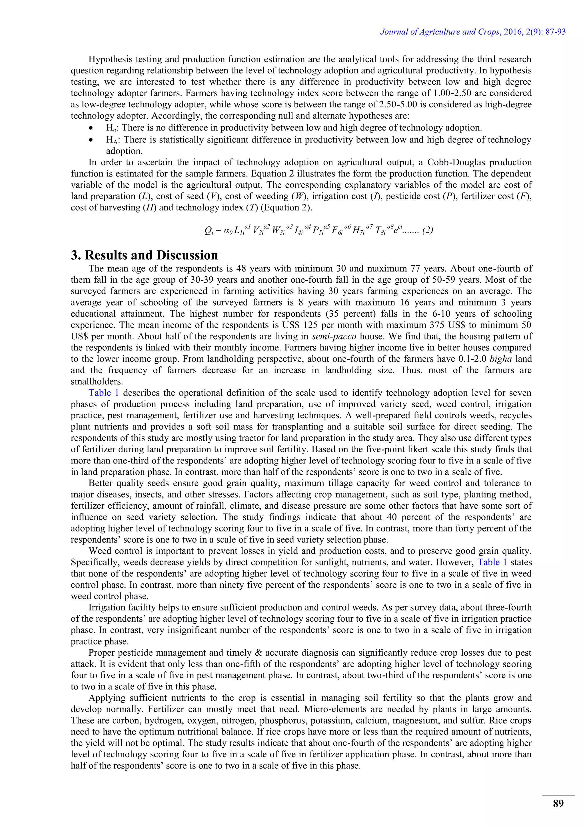 Impact of Technology Adoption on Agricultural Productivity | PDF