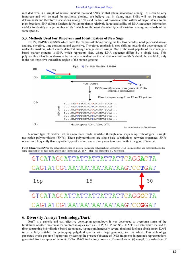 Application of Molecular Markers SNP and DArT in Plant Breeding: A ...