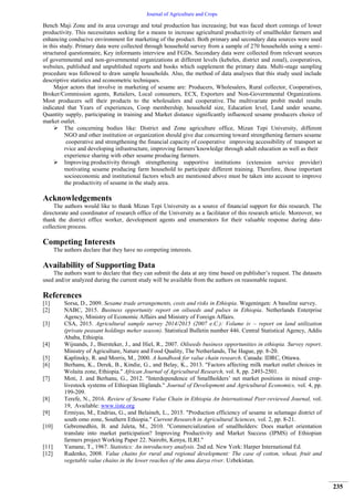 Value Chain Analysis of Sesame the Case of Bench Maji Zone, Southwest ...