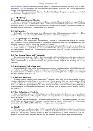 Mulching and Irrigation Practices on Cocoa Seedling Survival and Field ...