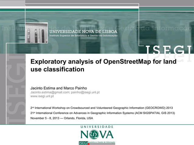 Exploratory analysis of OpenStreetMap for land use classification | PPT | Geography | Science