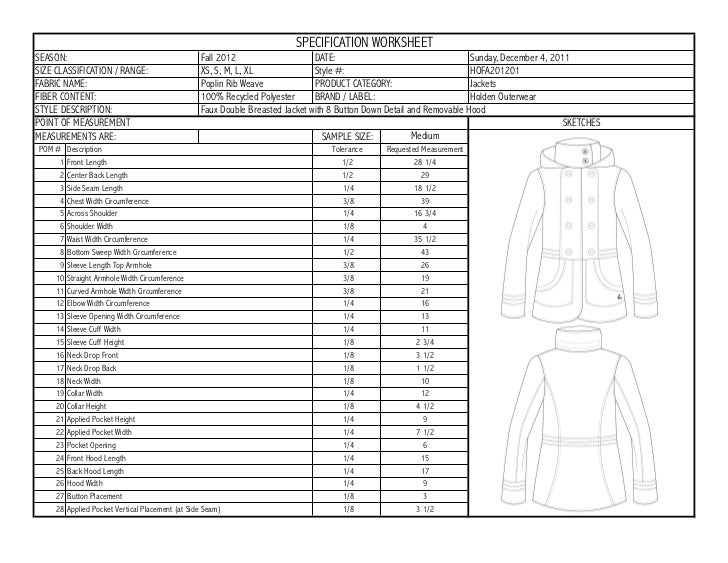Suit Measurement Sheet Blank