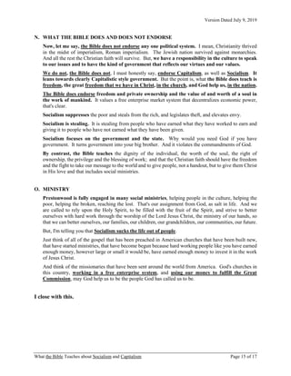 Jack Graham, Pastor, Socialism and Capitalism in the Bible | PDF