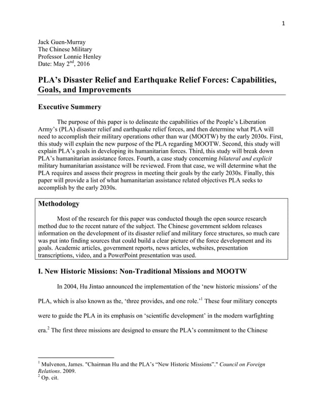 PLA’s Disaster Relief and Earthquake Relief Forces: Capabilities, Goals ...
