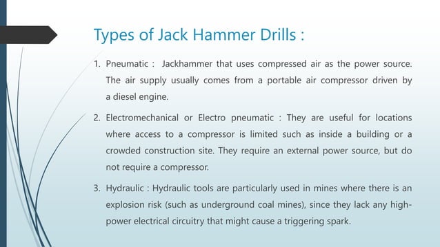 Jack hammer drill | PPTX | Geology | Science