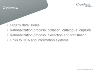 Rationalization and harmonization of soil legacy information ...