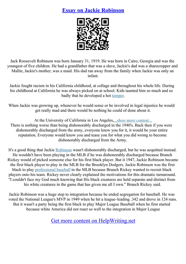Jackie Robinson Essay | PDF
