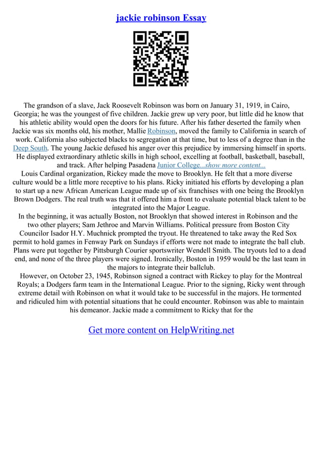 Jackie Robinson Essay | PDF
