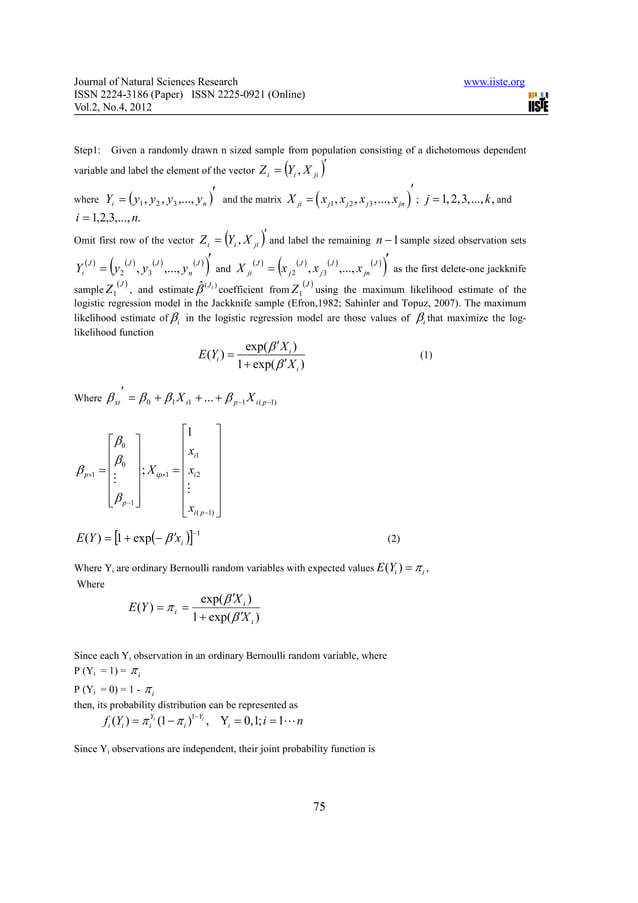 Jackknife Algorithm For The Estimation Of Logistic Regression Parameters Pdf