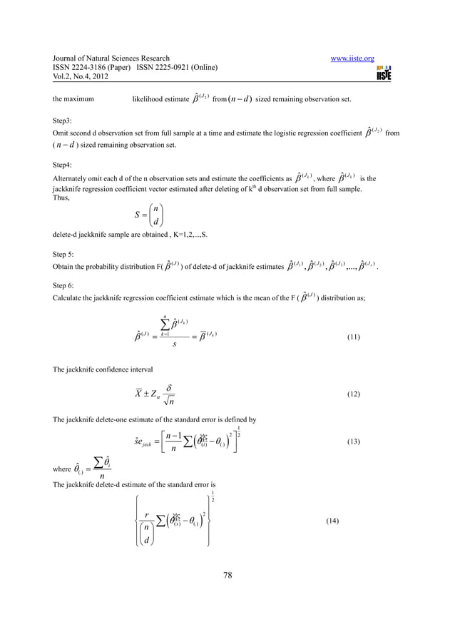Jackknife Algorithm For The Estimation Of Logistic Regression Parameters Pdf