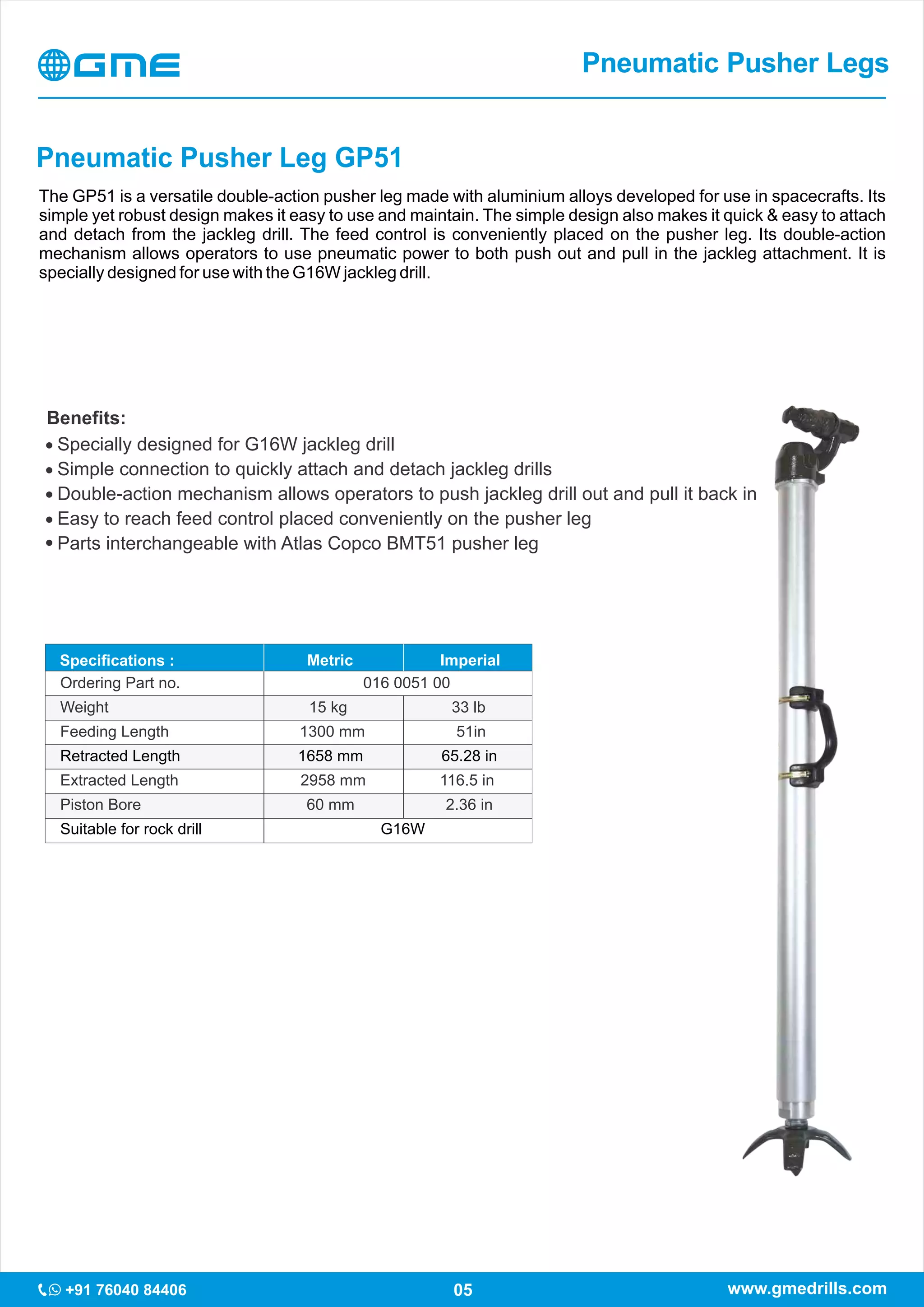 GME - Jackleg drills & pusher legs combined brochure | PDF
