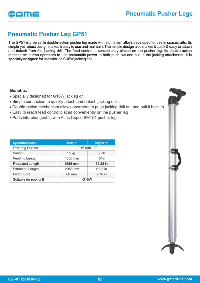 GME - Jackleg drills & pusher legs combined brochure | PDF