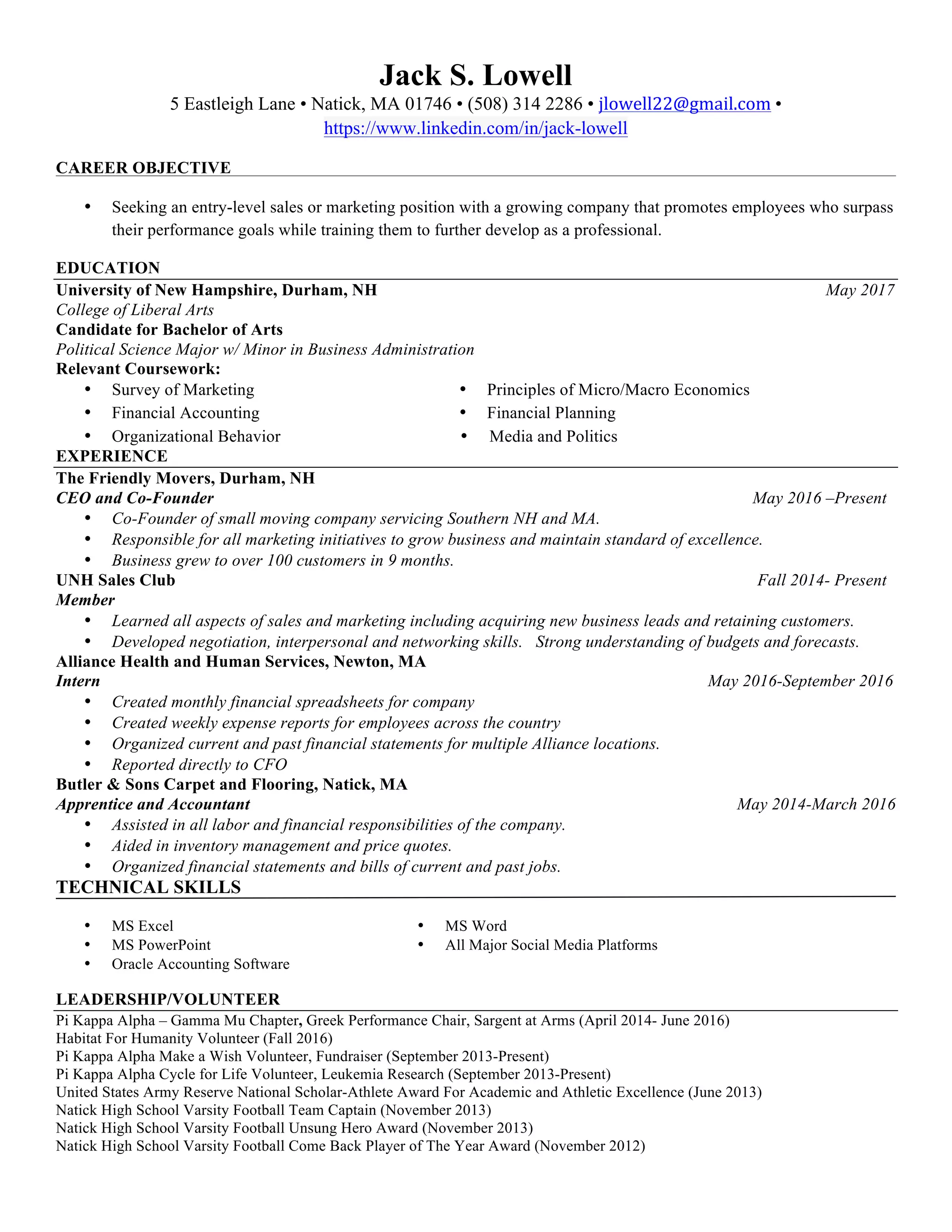 Jack lowell Resume. | PDF