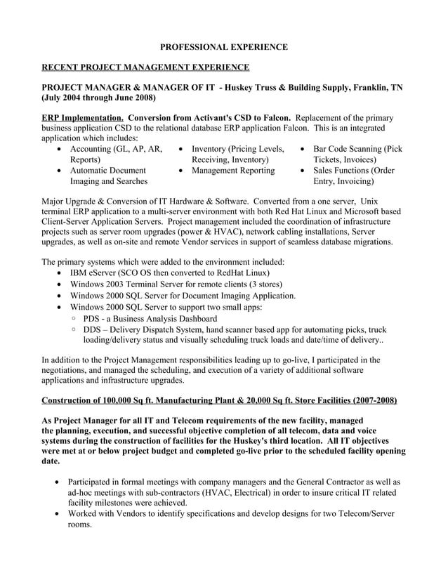 Project Manager - PMP [Resume] | PDF