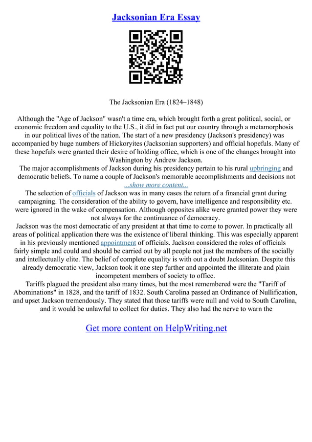 Jacksonian Democracy Essay | PDF