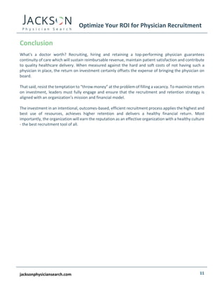 Physician Recruitment: The Cost to Hire and Return on Investment | PDF