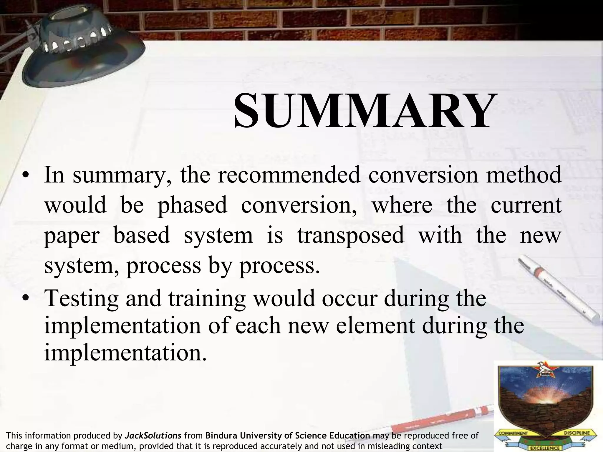Phased conversion method of implementing new Information Systems ( By ...