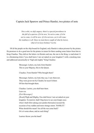 Jack Sparrow & Prince Hamlet, Two Pirates of Note | PDF