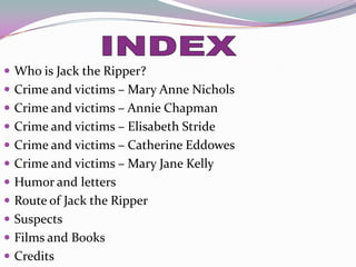 Jack the Ripper | PPTX | Crime & Harmful Acts to Individuals, Society ...