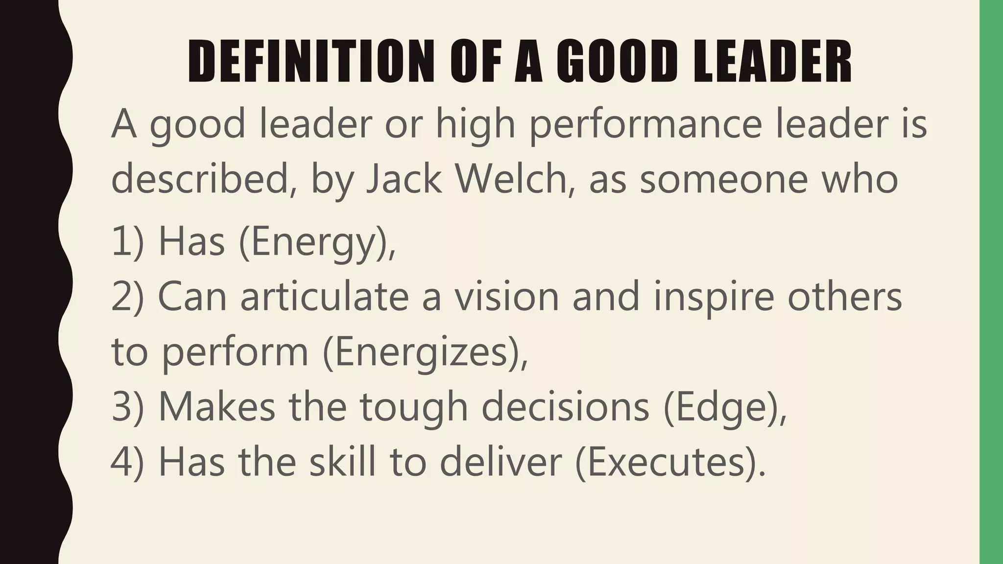 JACK WELCH -THE 4Es OF LEADERSHIP | PPTX