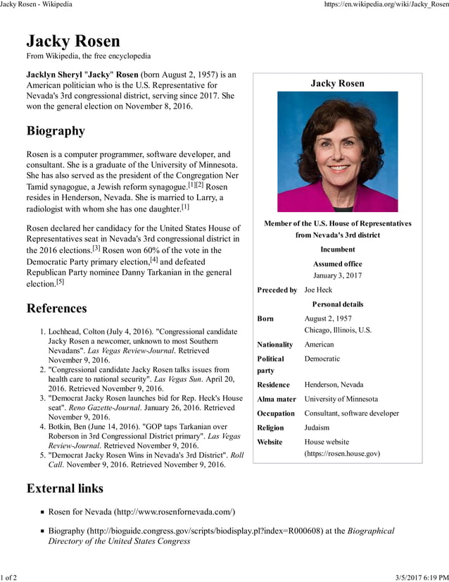 Jacky rosen wikipedia(highlighted) | PDF | Judaism | Religion & Spirituality