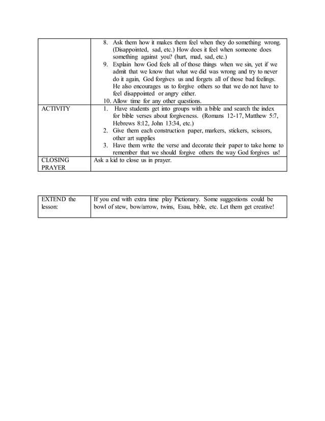 Jacob and Esau Lesson | DOCX