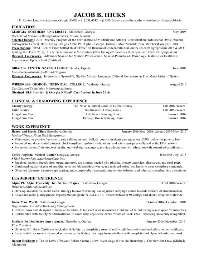 Jacob B. Hicks Resume | PDF