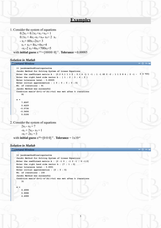 Jacobi iterative method | PPTX | Programming Languages | Computing