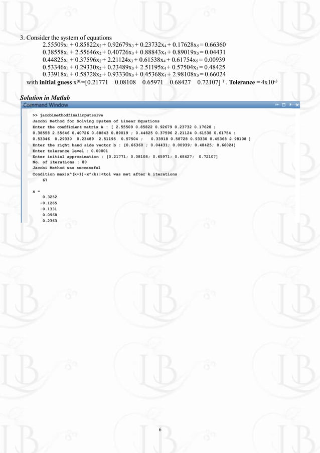 Jacobi iterative method | PPTX | Programming Languages | Computing