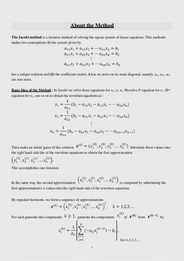 Jacobi Iterative Method 
