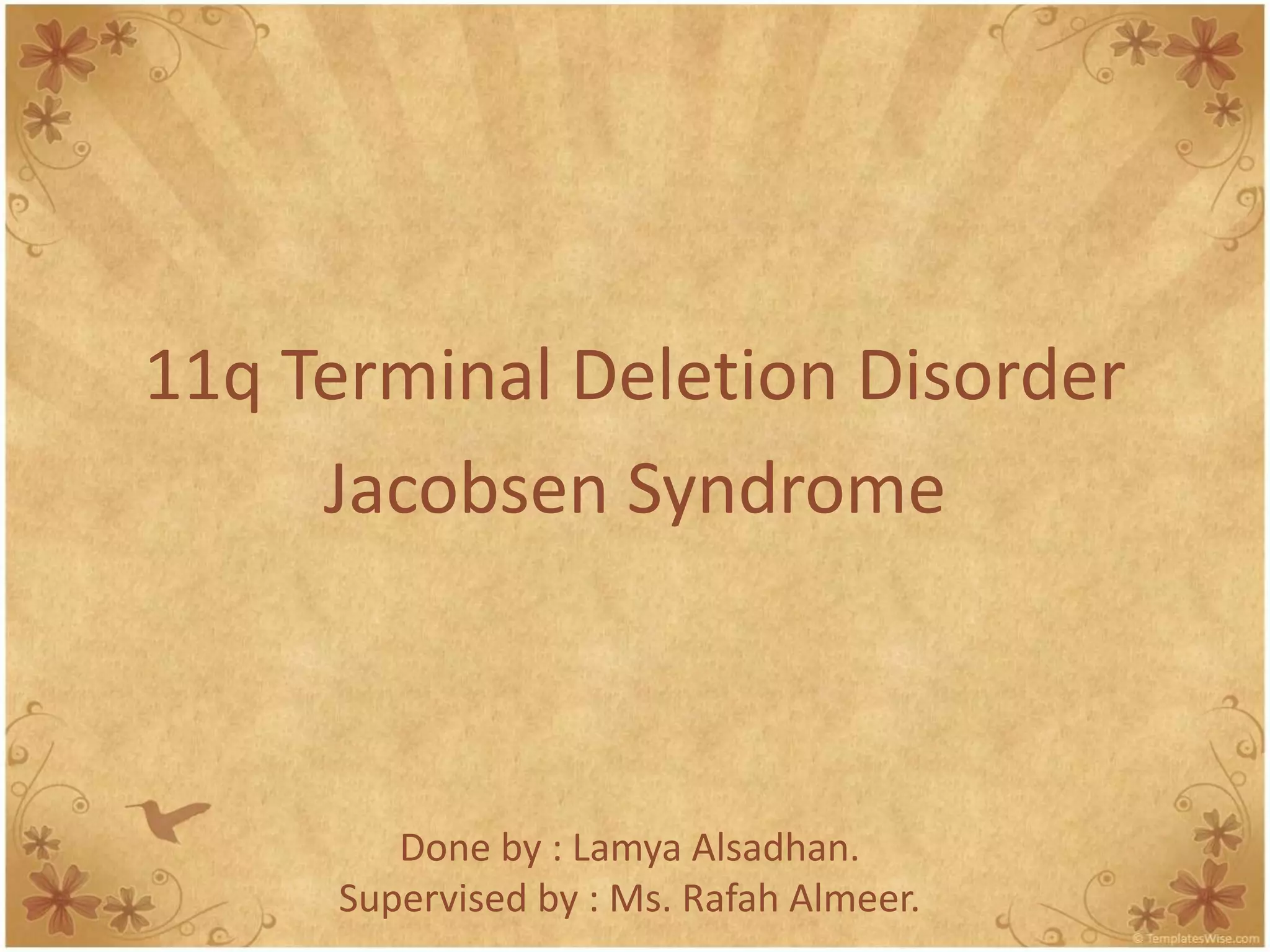Jacobsen syndrome | PPTX
