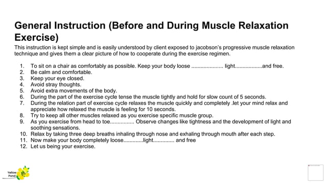 Jacobson's Progressive Muscle Relaxation Technique.pptx | Physical ...