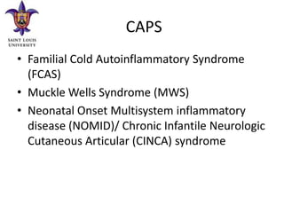 Juvenile Spondyloarthritis and Fever Syndromes | PPTX