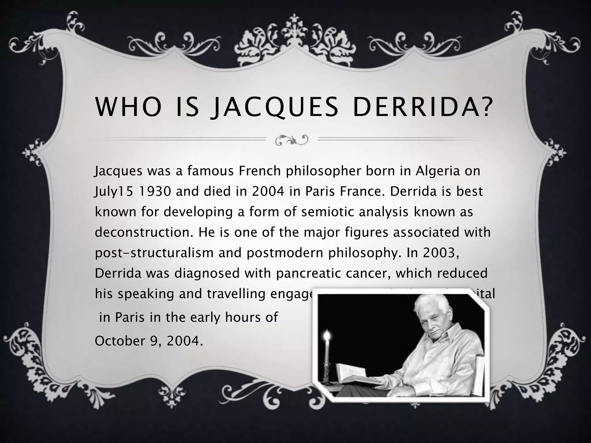 Jacques Derrida Media Philosopher | PPTX