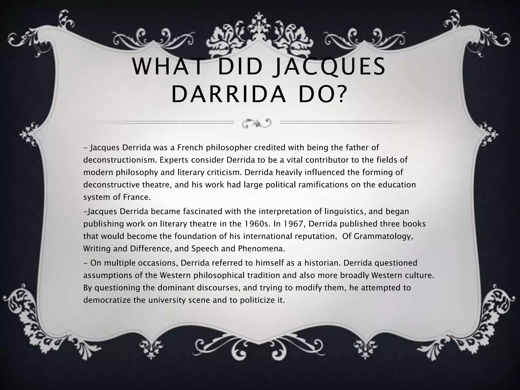 Jacques Derrida Media Philosopher | PPTX