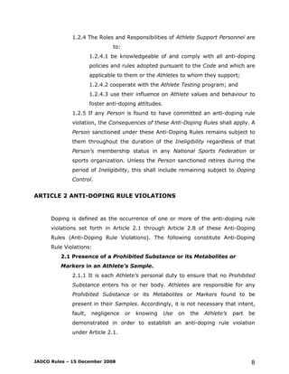 JADCO Anti- Doping Rules | PDF