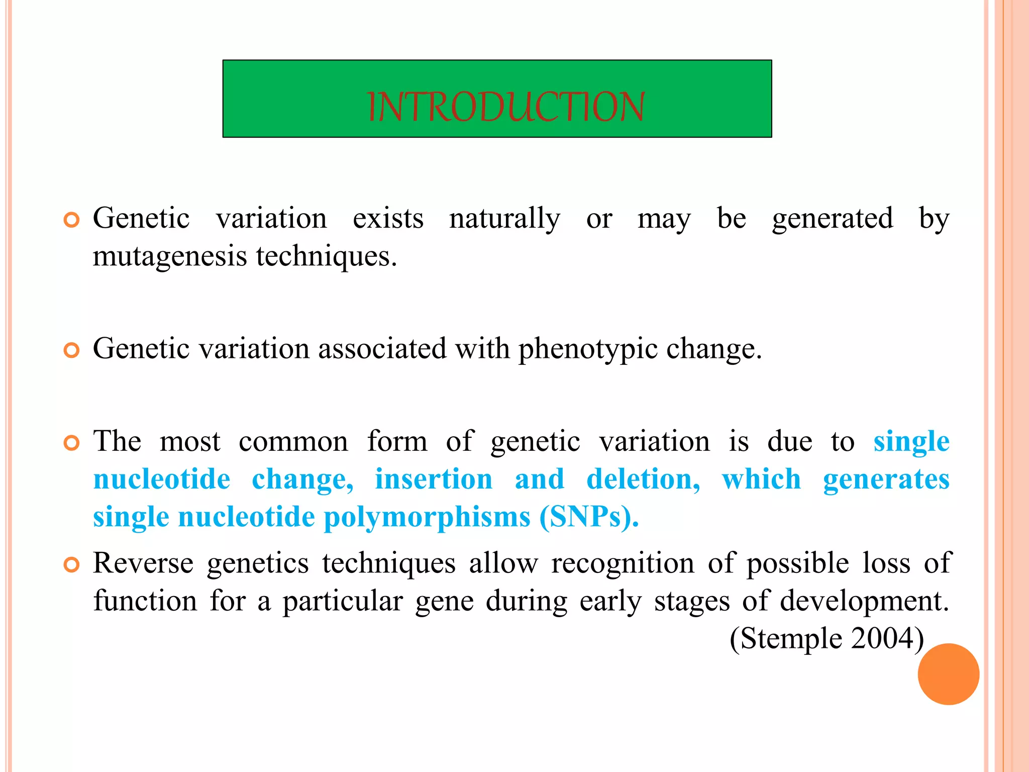 TILLING & Eco-TILLING : Reverse Genetics Approaches for Crop Improvement | PPTX