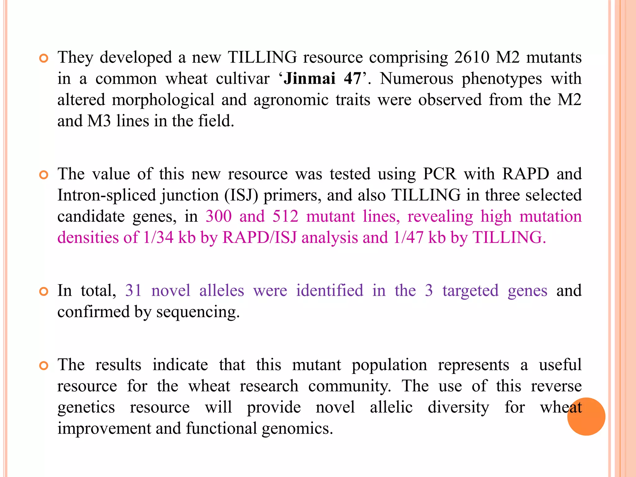 TILLING & Eco-TILLING : Reverse Genetics Approaches for Crop ...