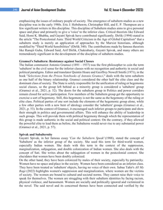 Subalternity and subjugation in the postcolonial literature by Javed ...