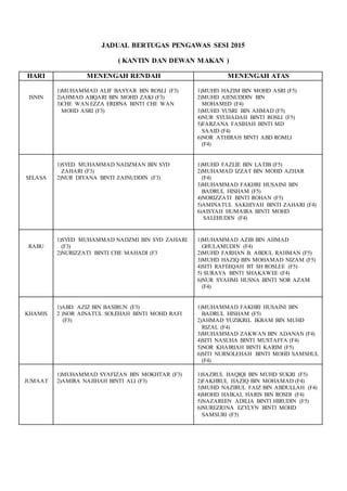 Jadual bertugas pengawas sesi 2015 | DOCX