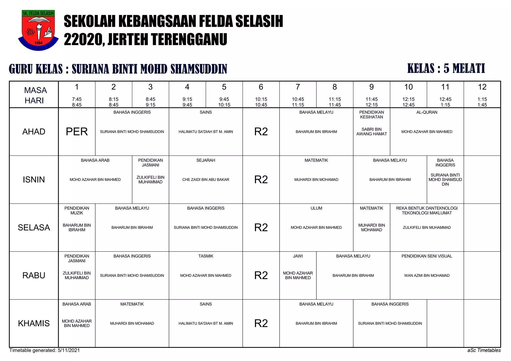 JADUAL KELAS.pdf | Asia Travel | Travel Locations