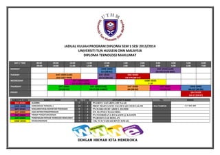 CONTOH JADUAL KULIAH UNIVERSITI | DOCX