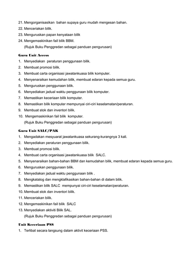 Jadual organisasi pss | PDF
