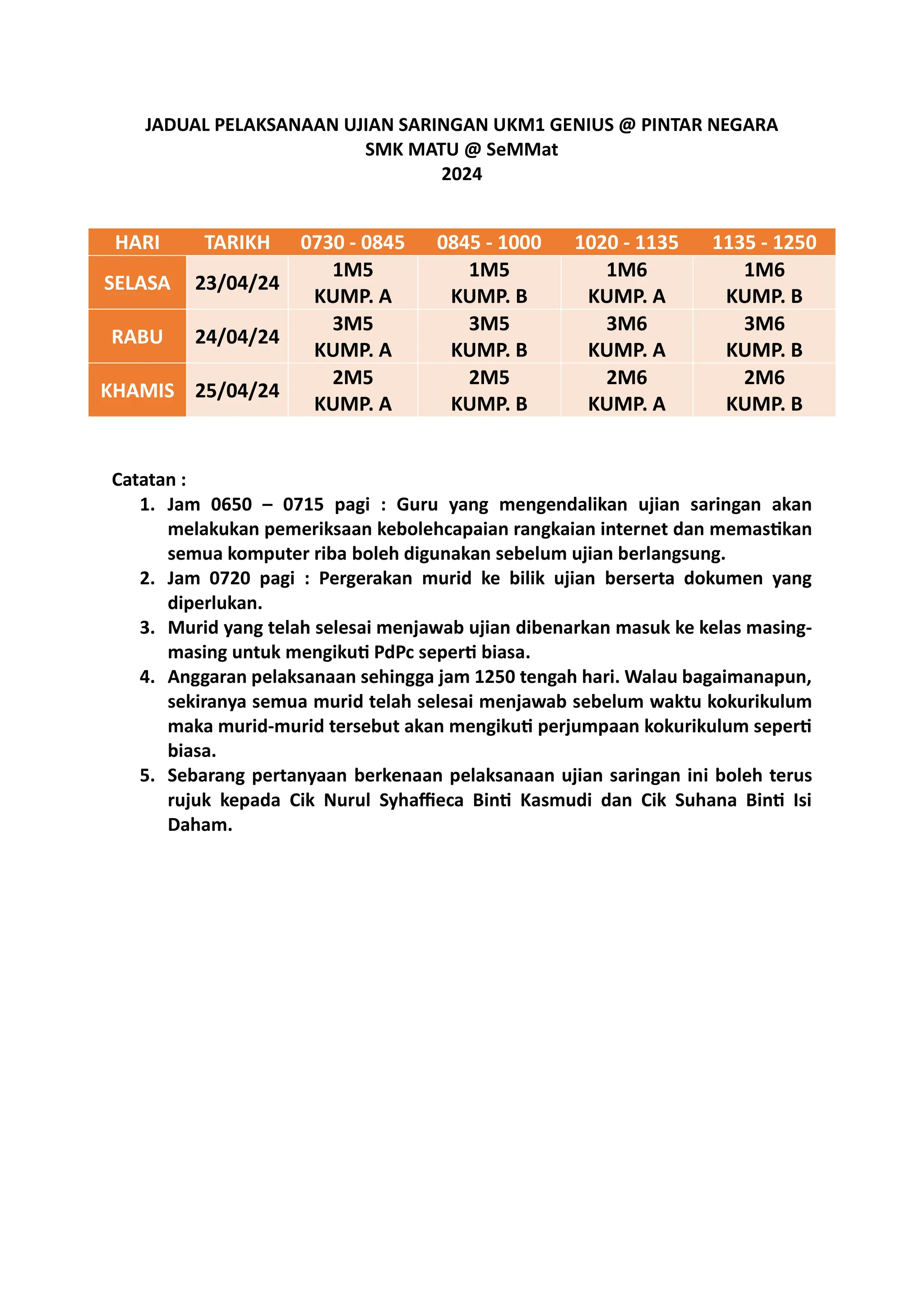 JADUAL_PELAKSANAAN UJIAN PERMATA PINTAR 20XX | PDF