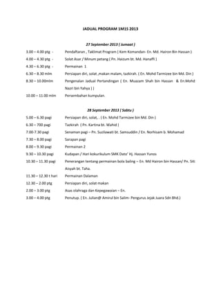 Jadual program 1 m1s 2013 | PDF