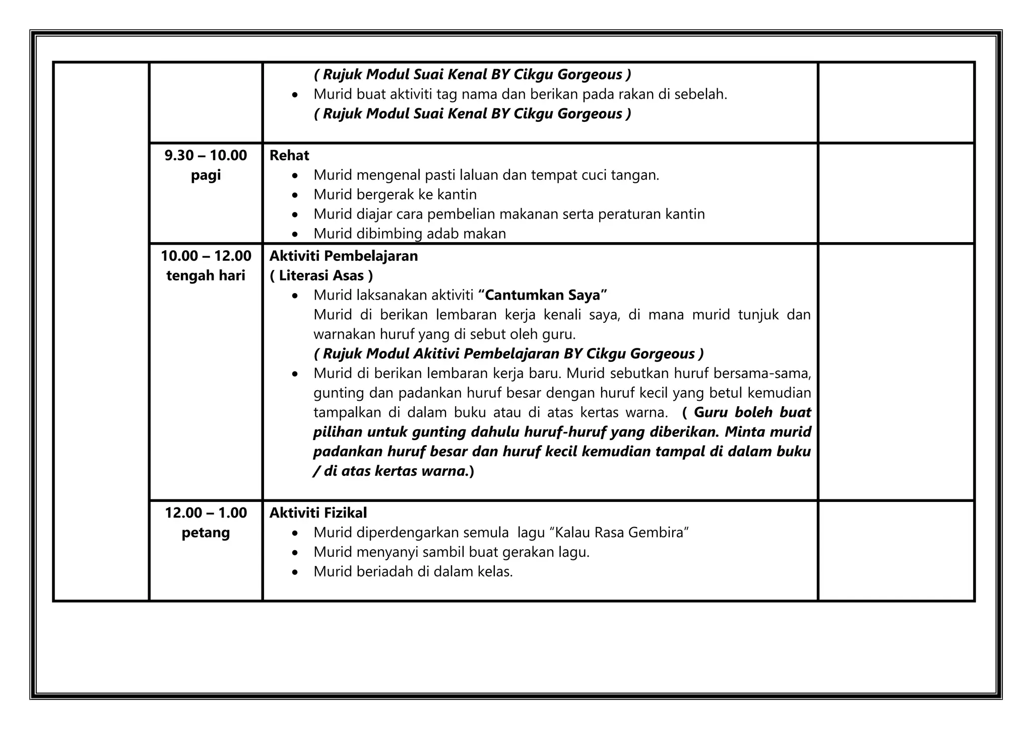 JADUAL PROGRAM TRANSISI TAHUN SATU 2023 BY CIKGU GORGEOUS.docx